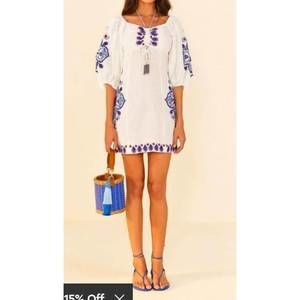 FARM Rio | Dresses | New Farm Rio Off White Navy Embroidery Mini Dress ...
